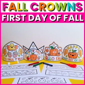 First Day of Fall Crown Hat Craft, Fall Coloring Pages Activities ...