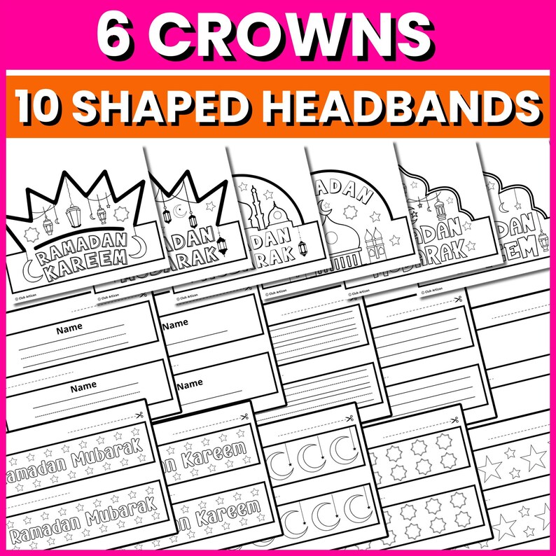 Ramadan Crown Craft, Ramadan Hat Headbands Coloring Pages Activities ...