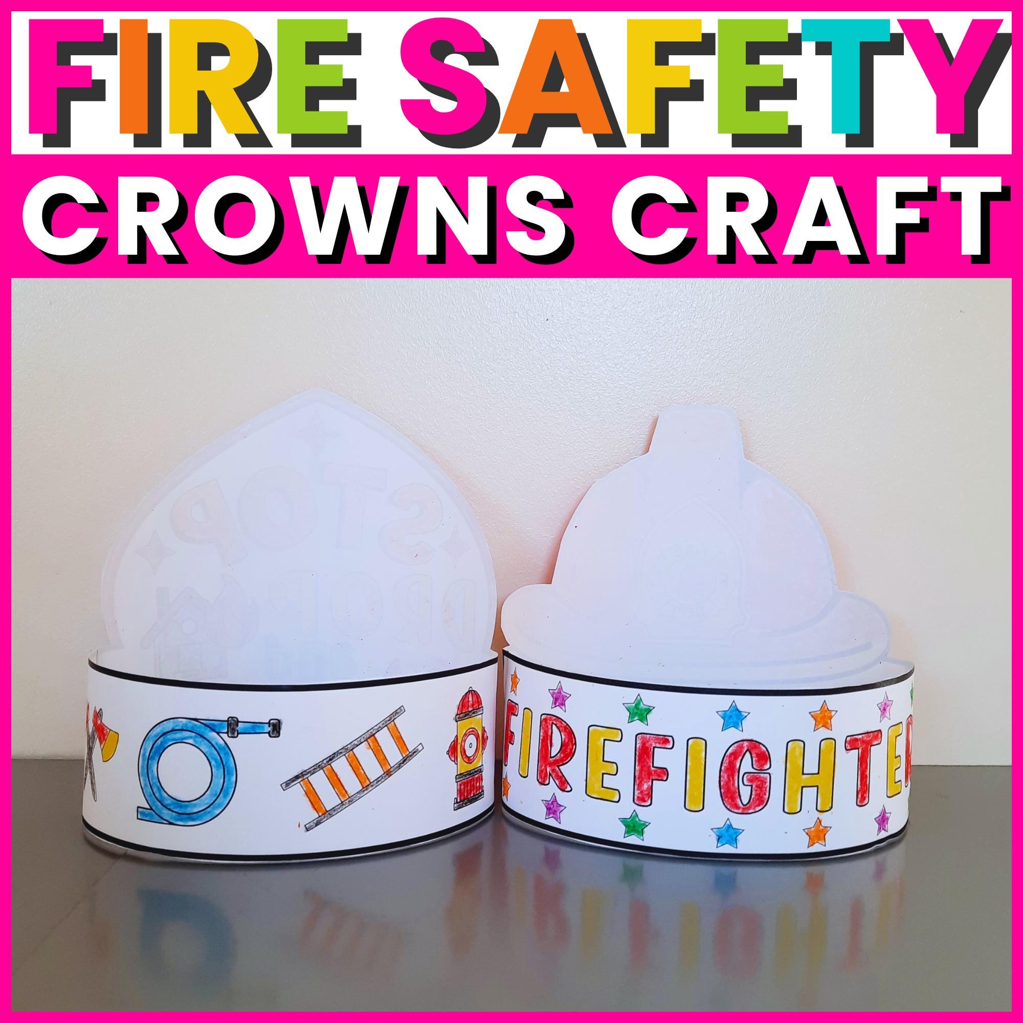 Fire Safety Week Crafts : Firefighter Helmet Hat Crown, Fire Prevention ...