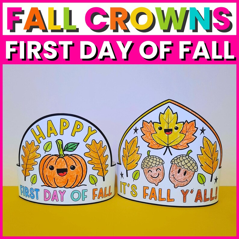 First Day of Fall Crown Hat Craft, Fall Coloring Pages Activities ...