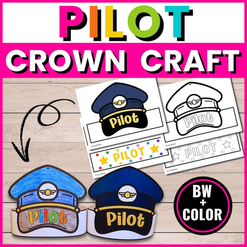Printable Pilot Hat Crown Craft: Labor Day Community Helpers Hats ...