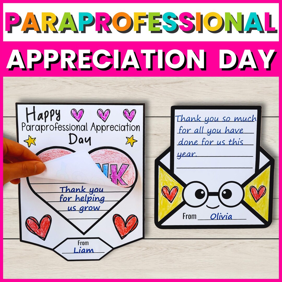 Paraprofessional Appreciation Day Thank You Cards, Para Appreciation ...