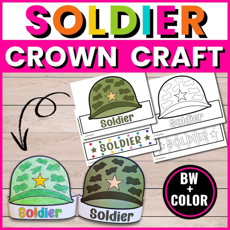Printable Soldier Hat Crown Craft: Labor Day Community Helpers Hats ...