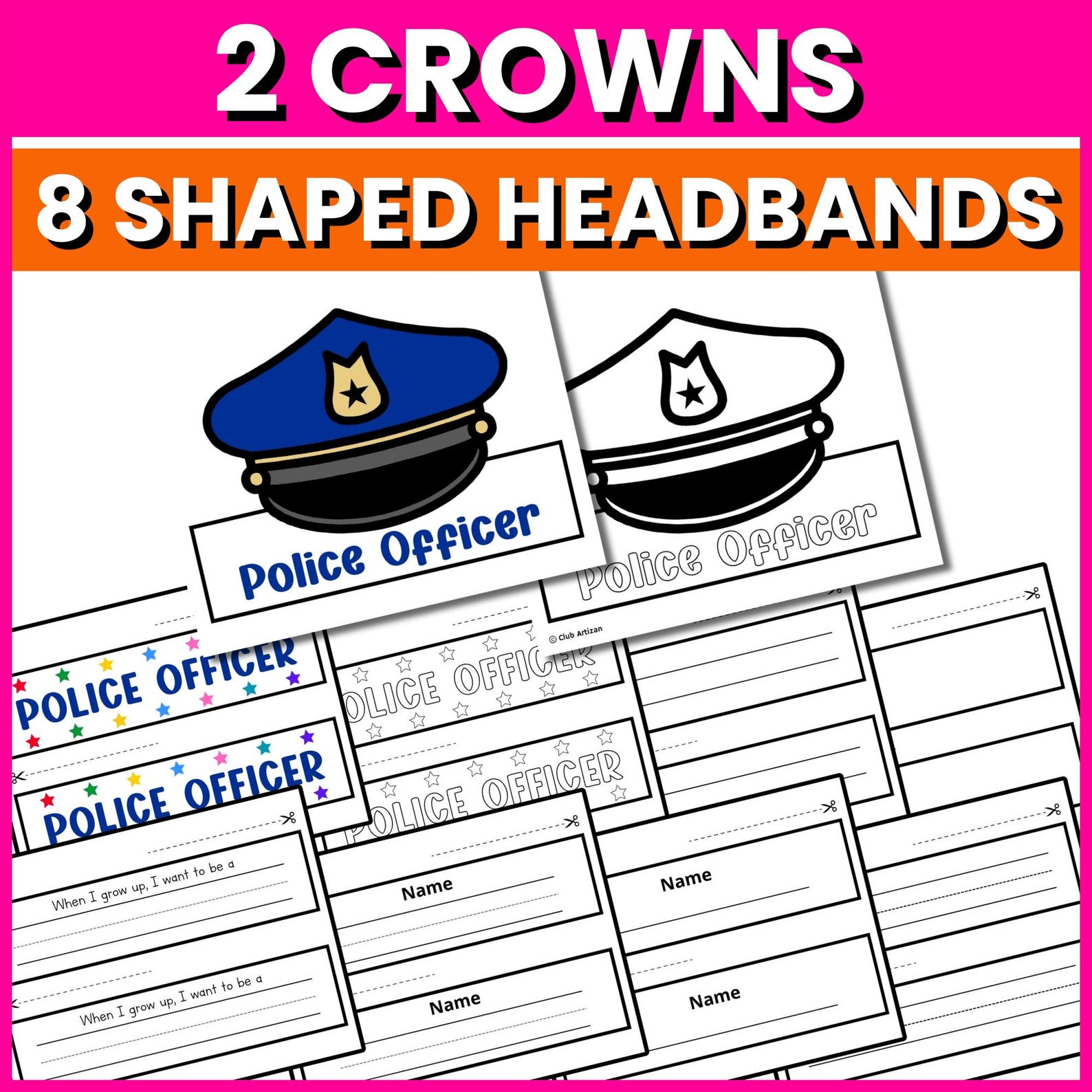 Printable Police Officer Hat Crown Craft: Labor Day Activity, Community ...