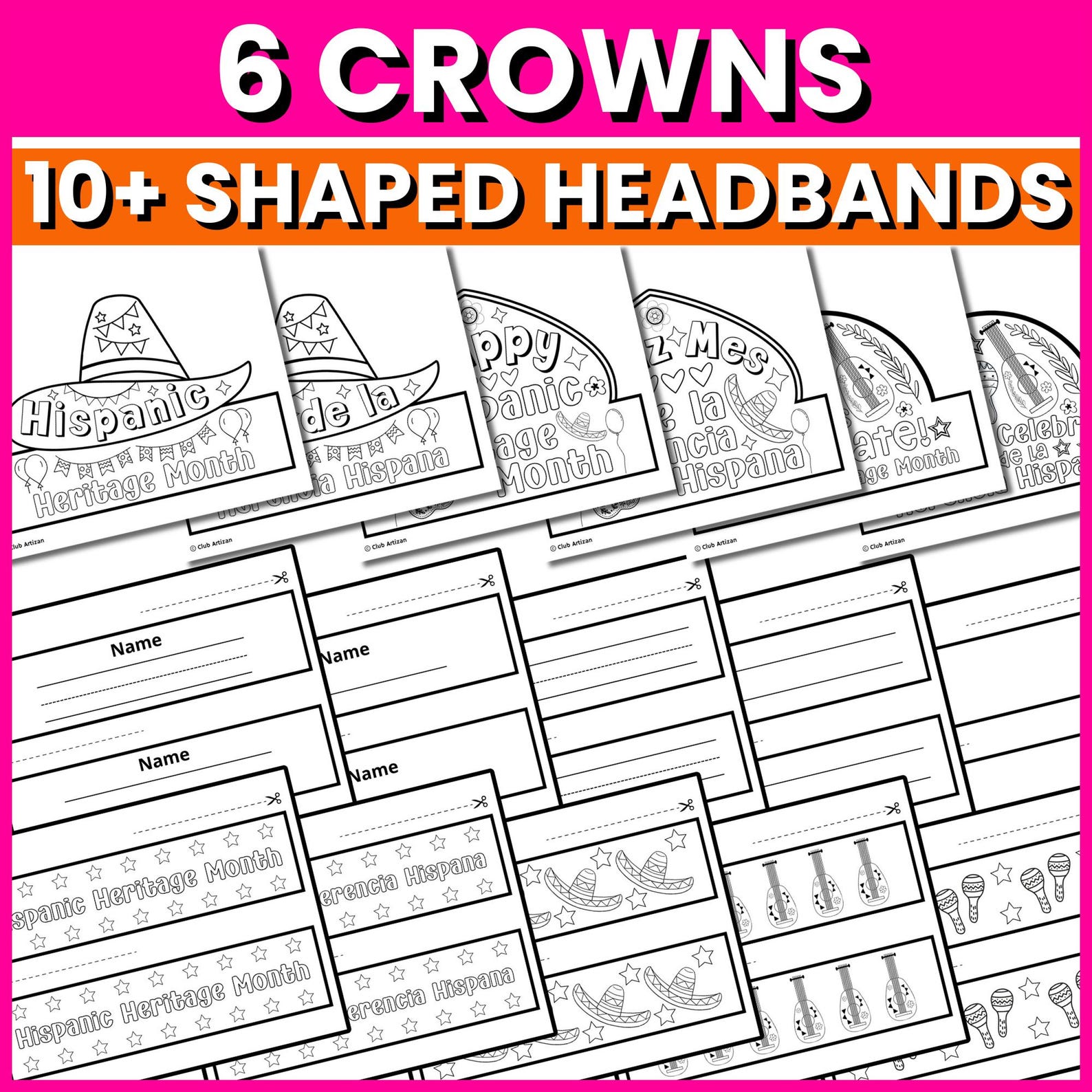 Hispanic Heritage Month Crowns in English and Spanish,hispanic Heritage ...