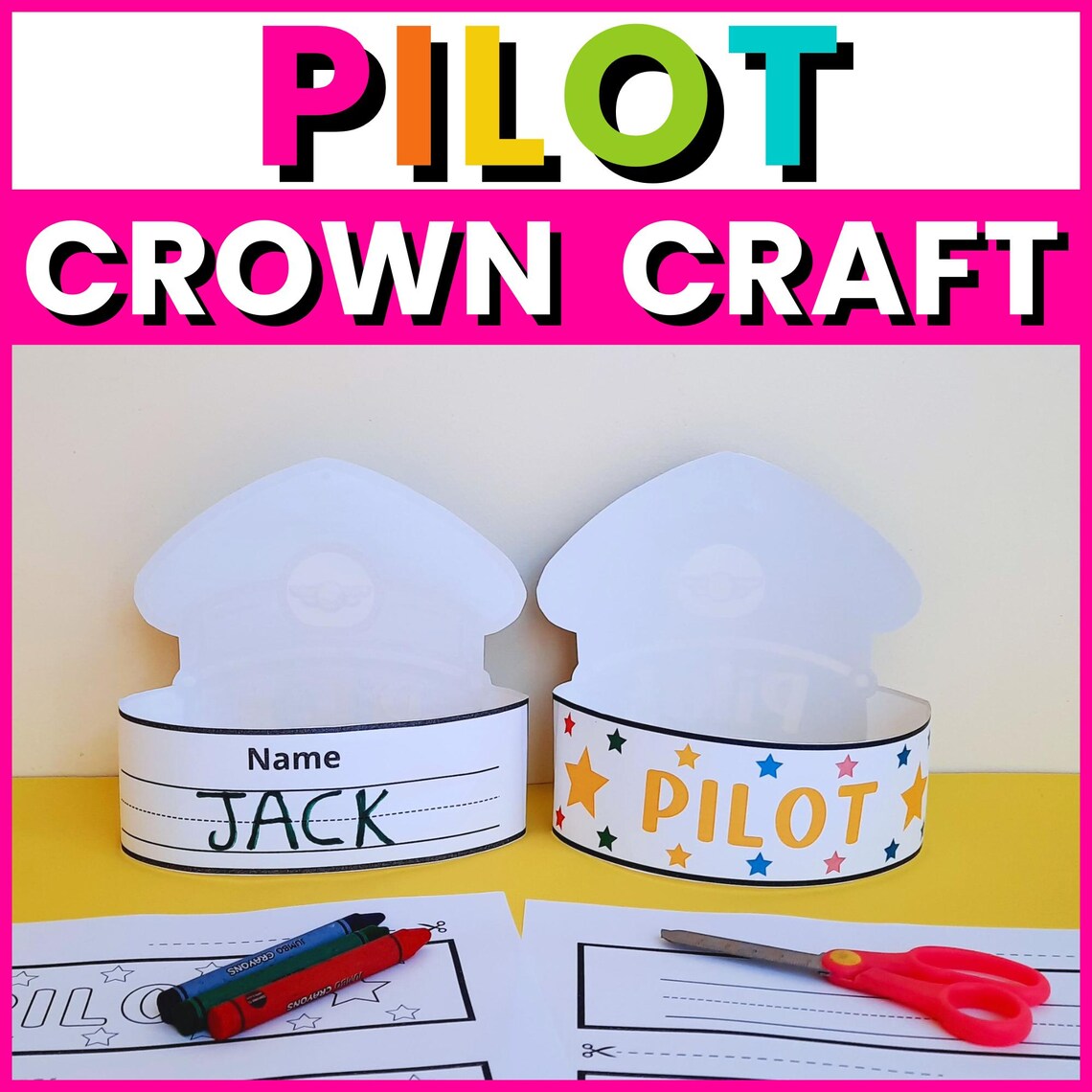Printable Pilot Hat Crown Craft: Labor Day Community Helpers Hats ...