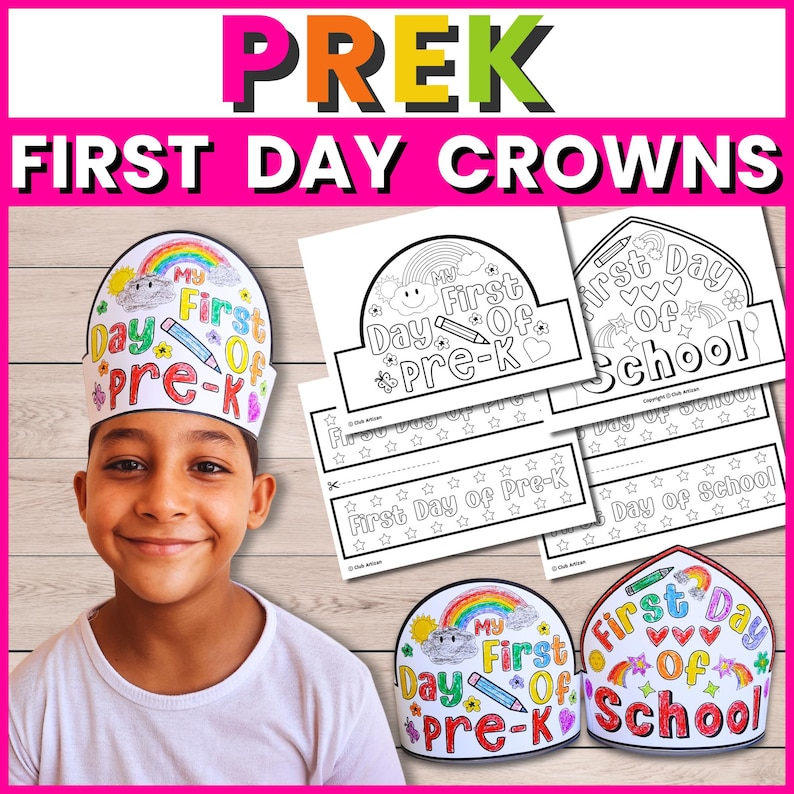 First Day of Pre-k Crown Craft: Coloring Activity (PDF Download) - Etsy