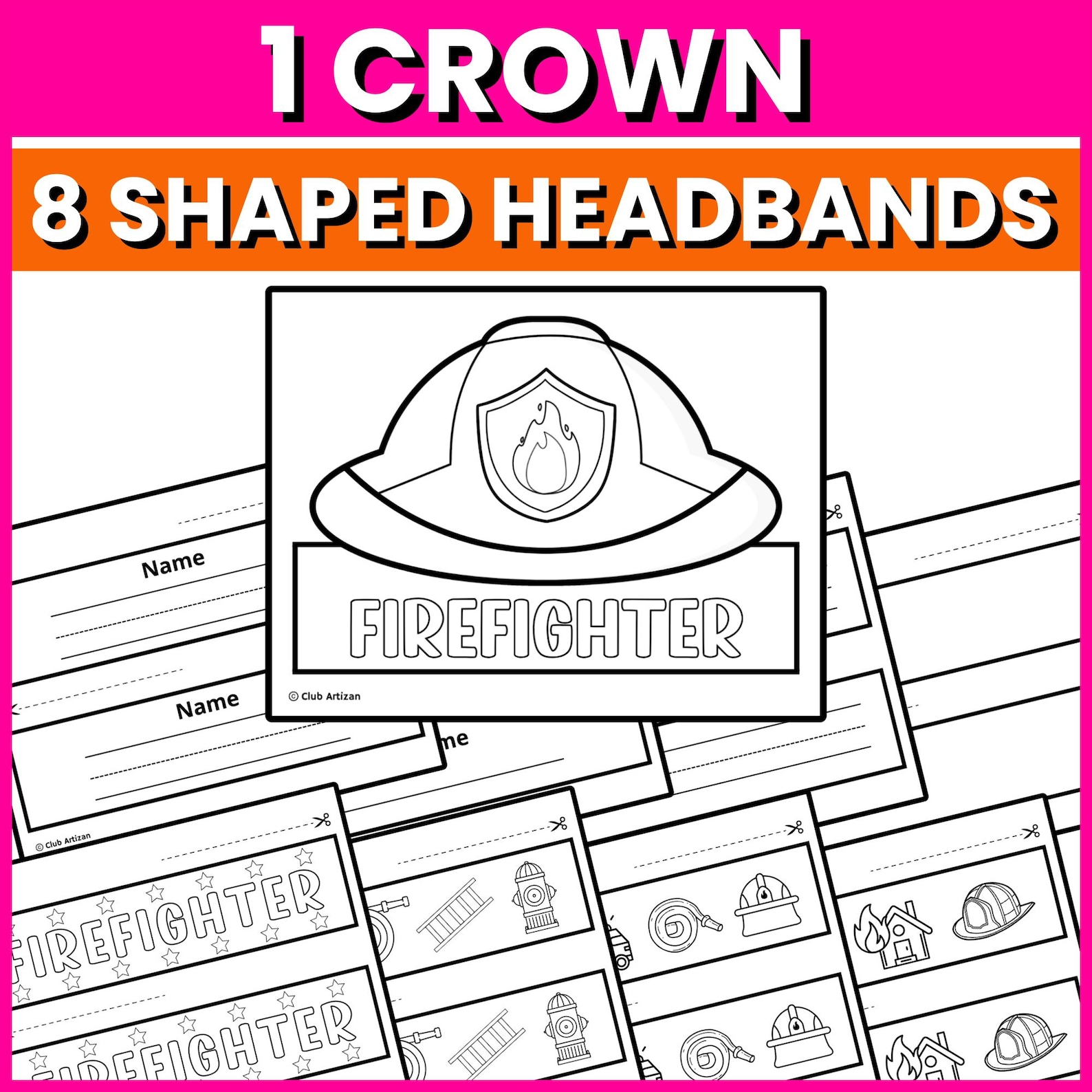 Firefighter Helmet Crown Craft: Fire Safety Week Hat, Fire Prevention ...