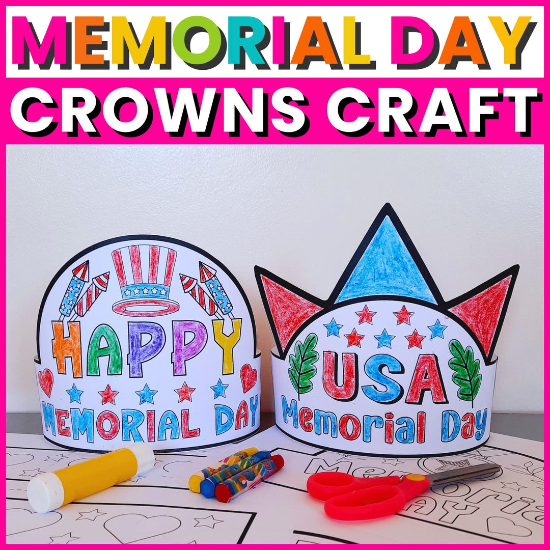 Memorial Day Crown Craft, USA Patriotic Hat Headband Coloring Pages ...