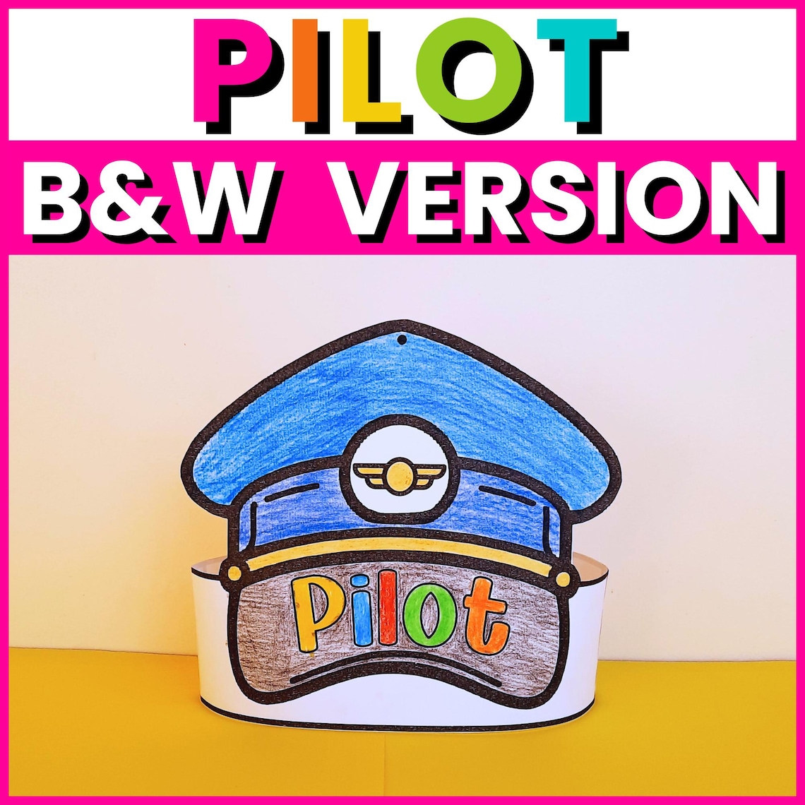 Printable Pilot Hat Crown Craft: Labor Day Community Helpers Hats ...