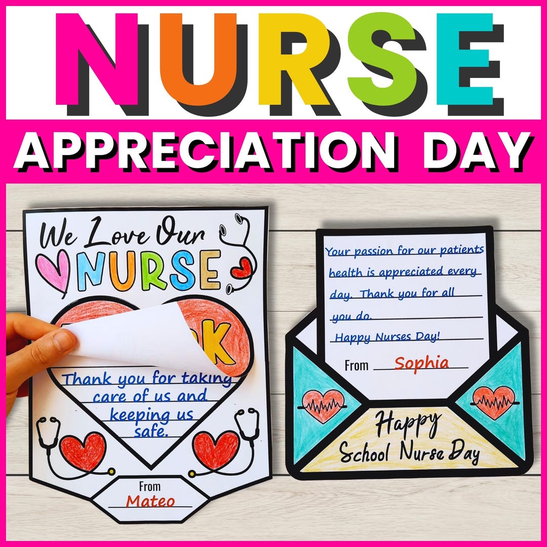 Nurse Appreciation Day Thank You Cards, School Nurse Week Coloring ...