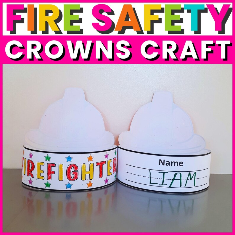 Fire Safety Week Crafts : Firefighter Helmet Hat Crown, Fire Prevention ...