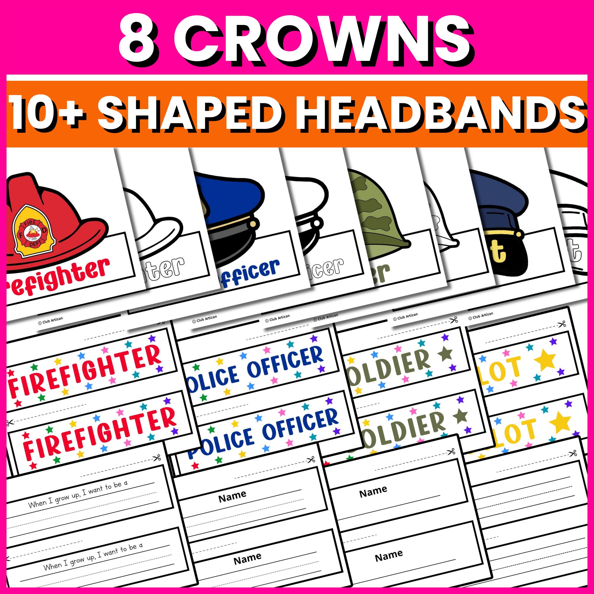 Community Helpers Hats Crowns Craft: Firefighter, Police Officer, Pilot ...