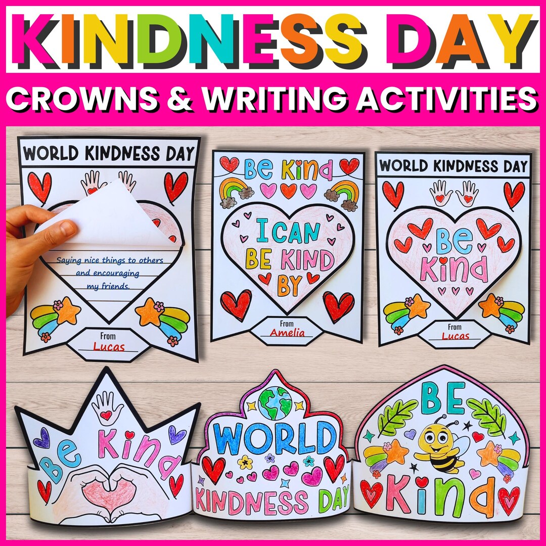 World Kindness Day Writing Craft Bulletin Board, Kindness Day Crown Hat ...