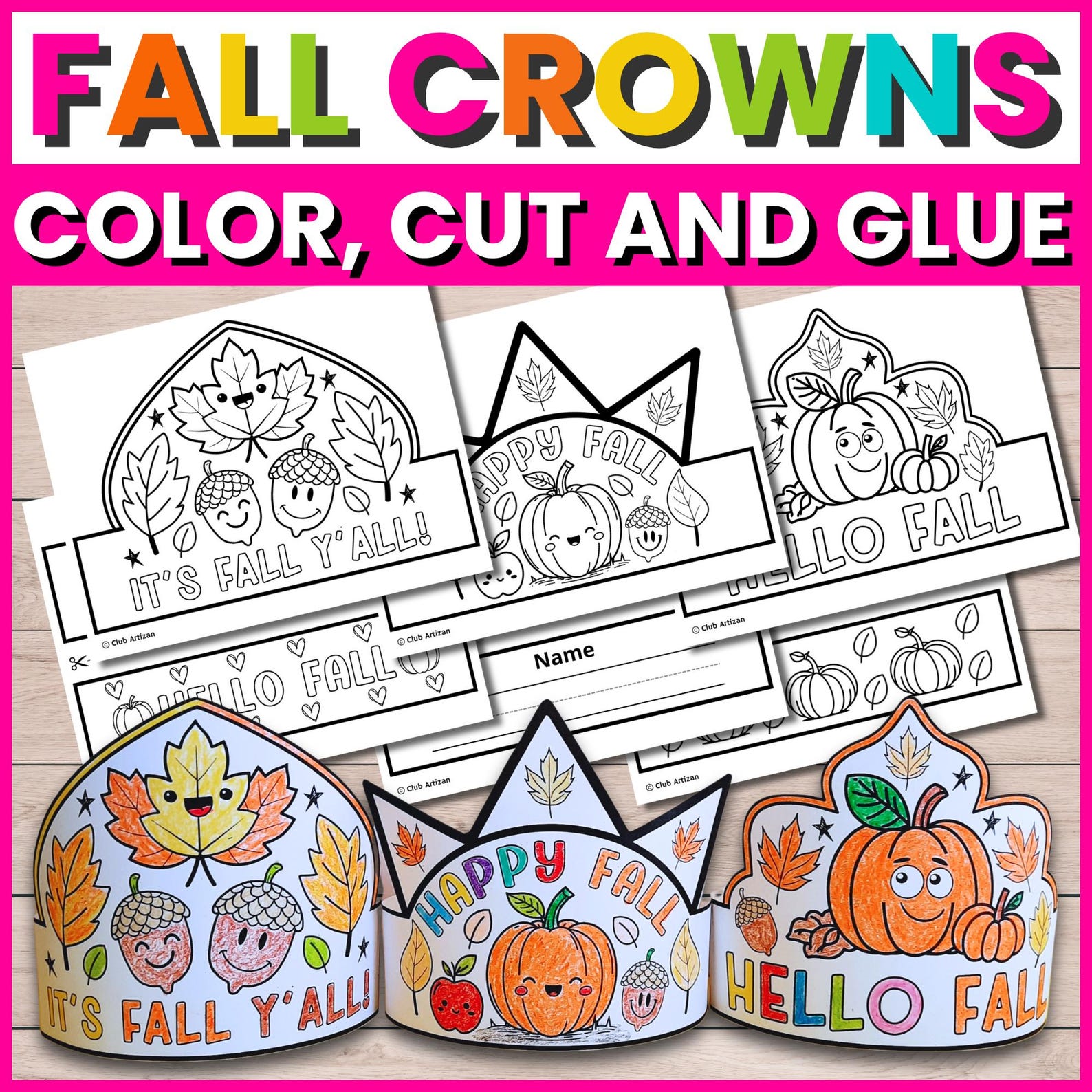 First Day of Fall Crown Hat Craft, Fall Coloring Pages Activities ...