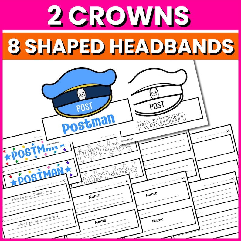 Printable Postman Hat Crown Craft: Labor Day Community Helpers Hats ...