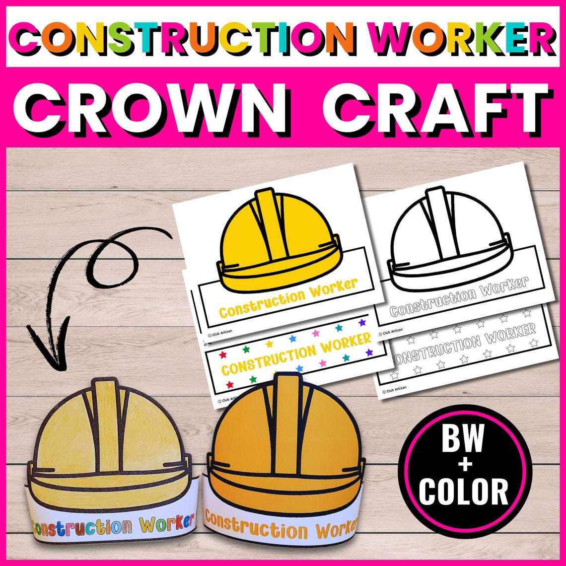 Printable Construction Worker Hat Crown Craft: Labor Day Community ...