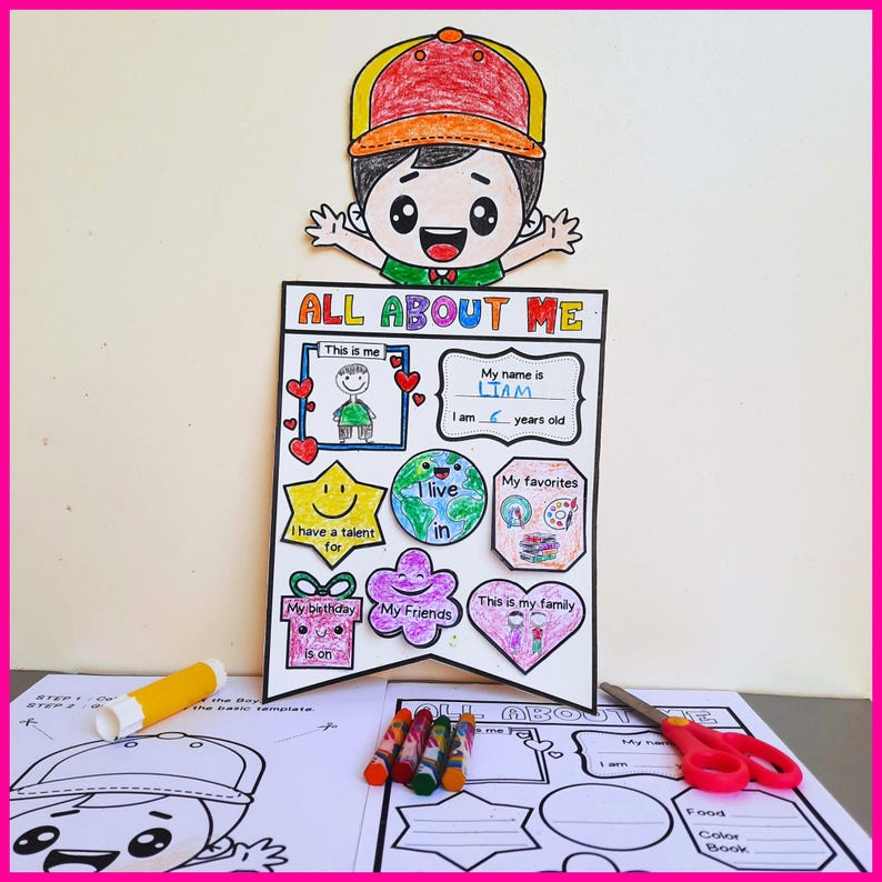 All About Me Craft: Back to School Activity, Kindergarten Template (PDF ...