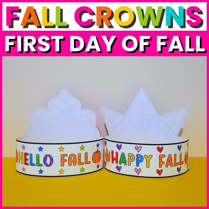 First Day of Fall Crown Hat Craft, Fall Coloring Pages Activities ...