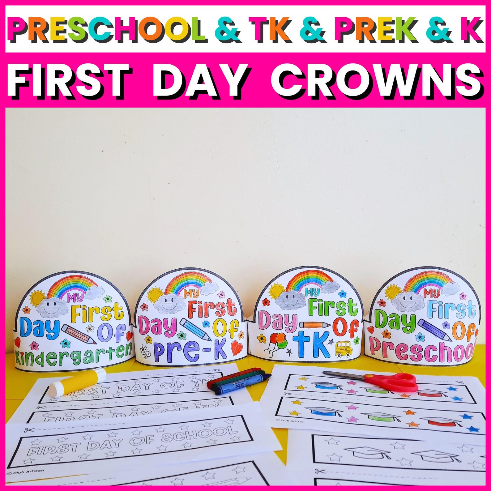 First Day of School Crown Craft: Preschool, Pre-k, Kindergarten (PDF ...