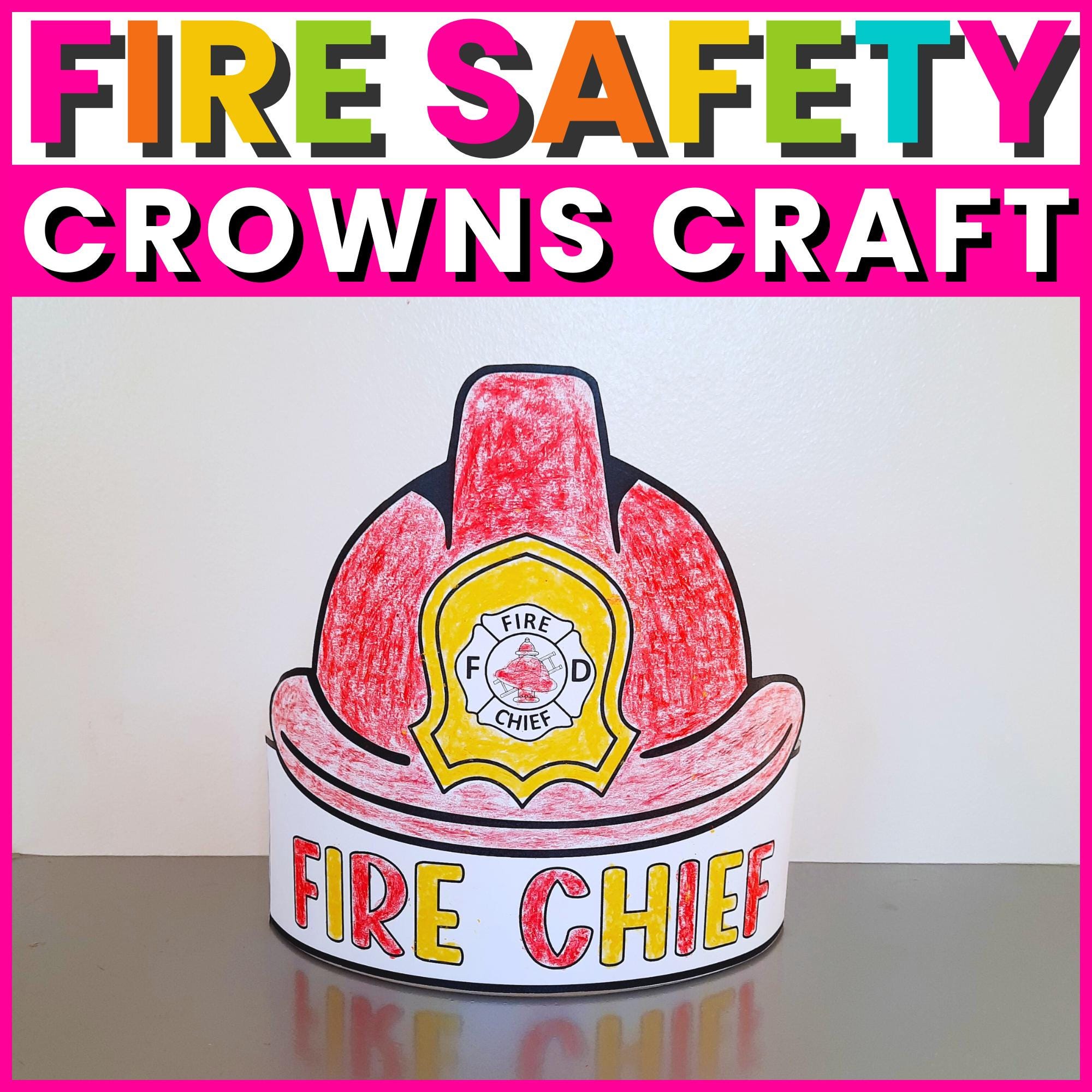 Fire Safety Week Crafts : Firefighter Helmet Hat Crown, Fire Prevention ...
