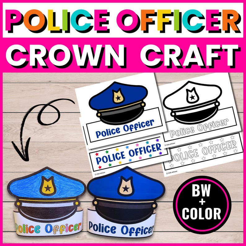Printable Police Officer Hat Crown Craft: Labor Day Activity, Community ...