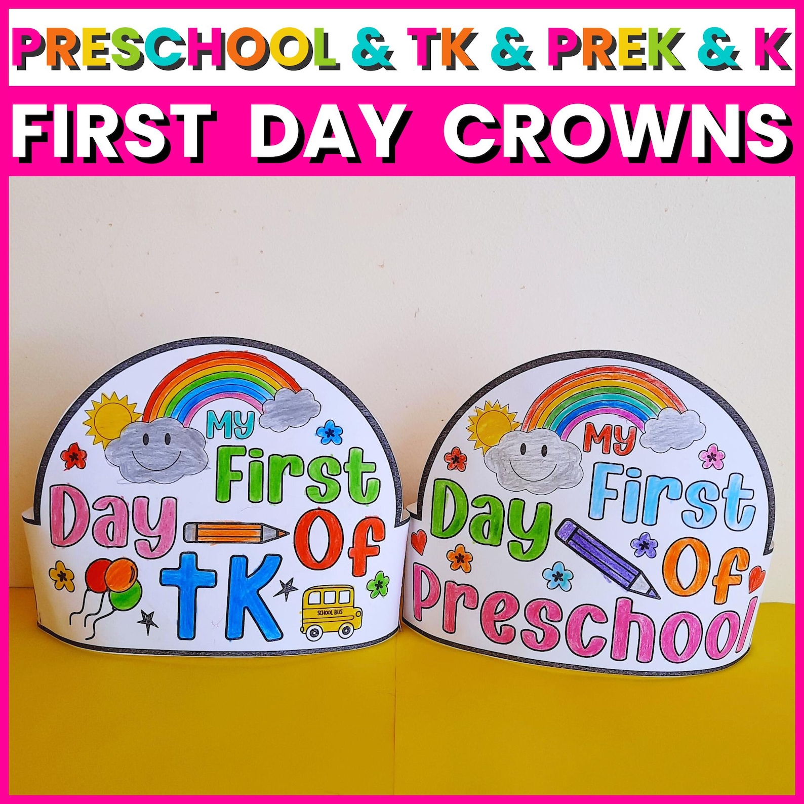 First Day of School Crown Craft: Preschool, Pre-k, Kindergarten (PDF ...