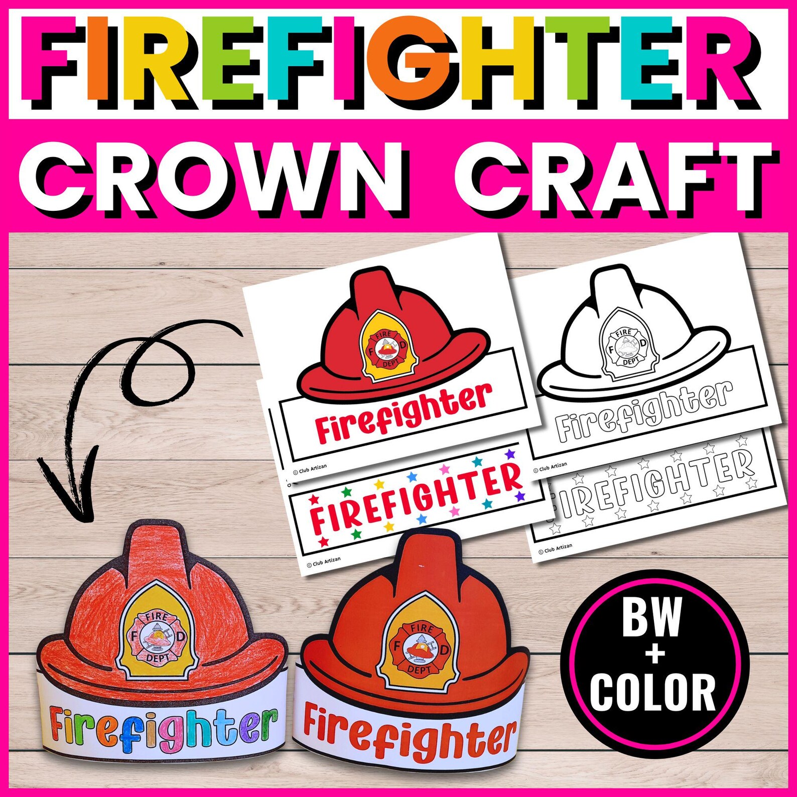 Printable Firefighter Helmet Hat Crown Craft: Labor Day Community ...