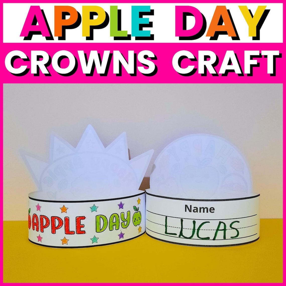 Apple Day Hat Crown Craft, Apple Hat Headband Coloring Pages, Fall ...