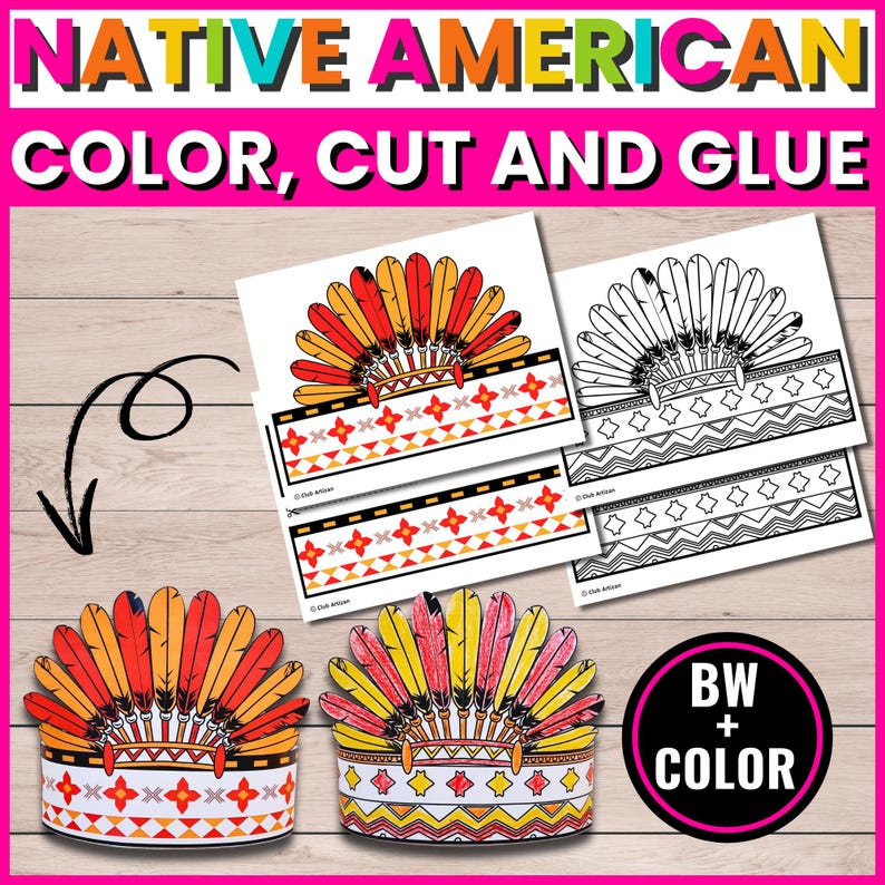 Native Americans Heritage Month Hat Craft, Indigenous Peoples Day Crown ...