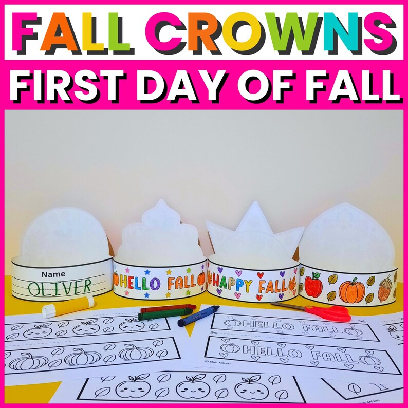 First Day of Fall Crown Hat Craft, Fall Coloring Pages Activities ...