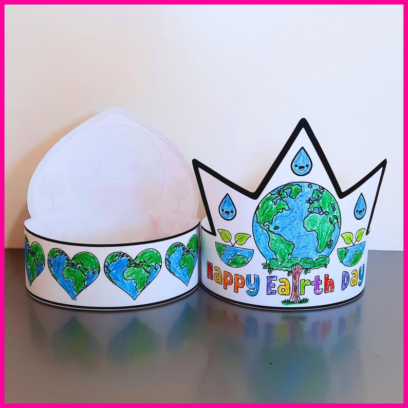 Earth Day Crown Craft, Printable Paper Hat Headband, Kids Coloring ...