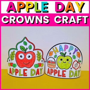 Apple Day Hat Crown Craft, Apple Hat Headband Coloring Pages, Fall ...
