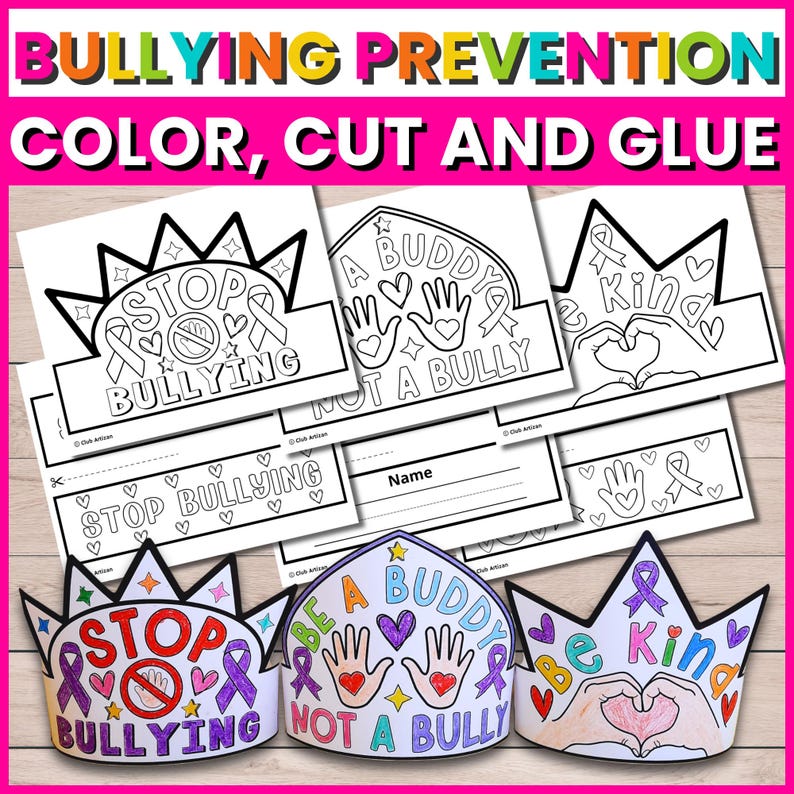Bullying Prevention Month Crown Hat Craft, Anti Bullying Coloring Pages ...