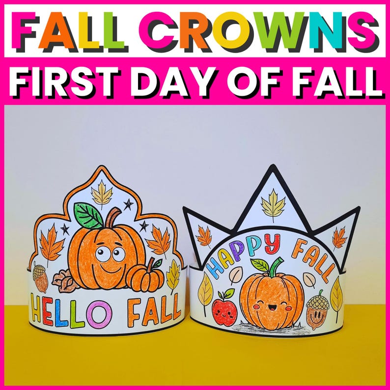 First Day of Fall Crown Hat Craft, Fall Coloring Pages Activities ...