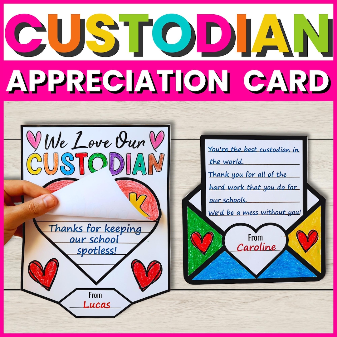 Custodian Appreciation Day Thank You Cards, School Custodian ...