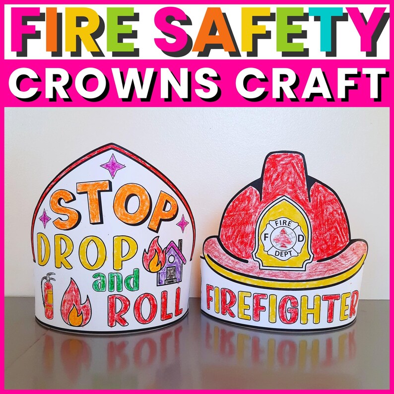 Fire Safety Week Crafts : Firefighter Helmet Hat Crown, Fire Prevention ...