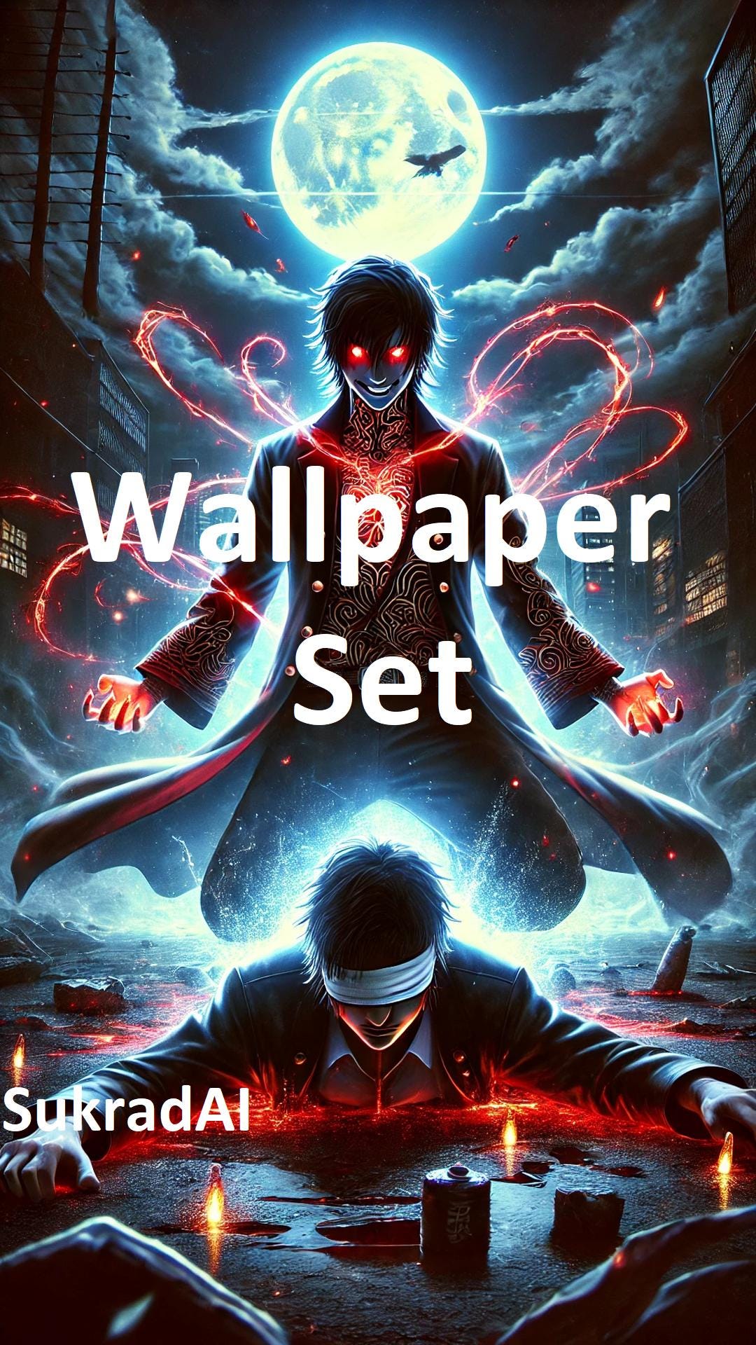 Demonic Aura — Dark Anime Warriors Wallpaper Set (3 Pcs 1080х1920) - Etsy