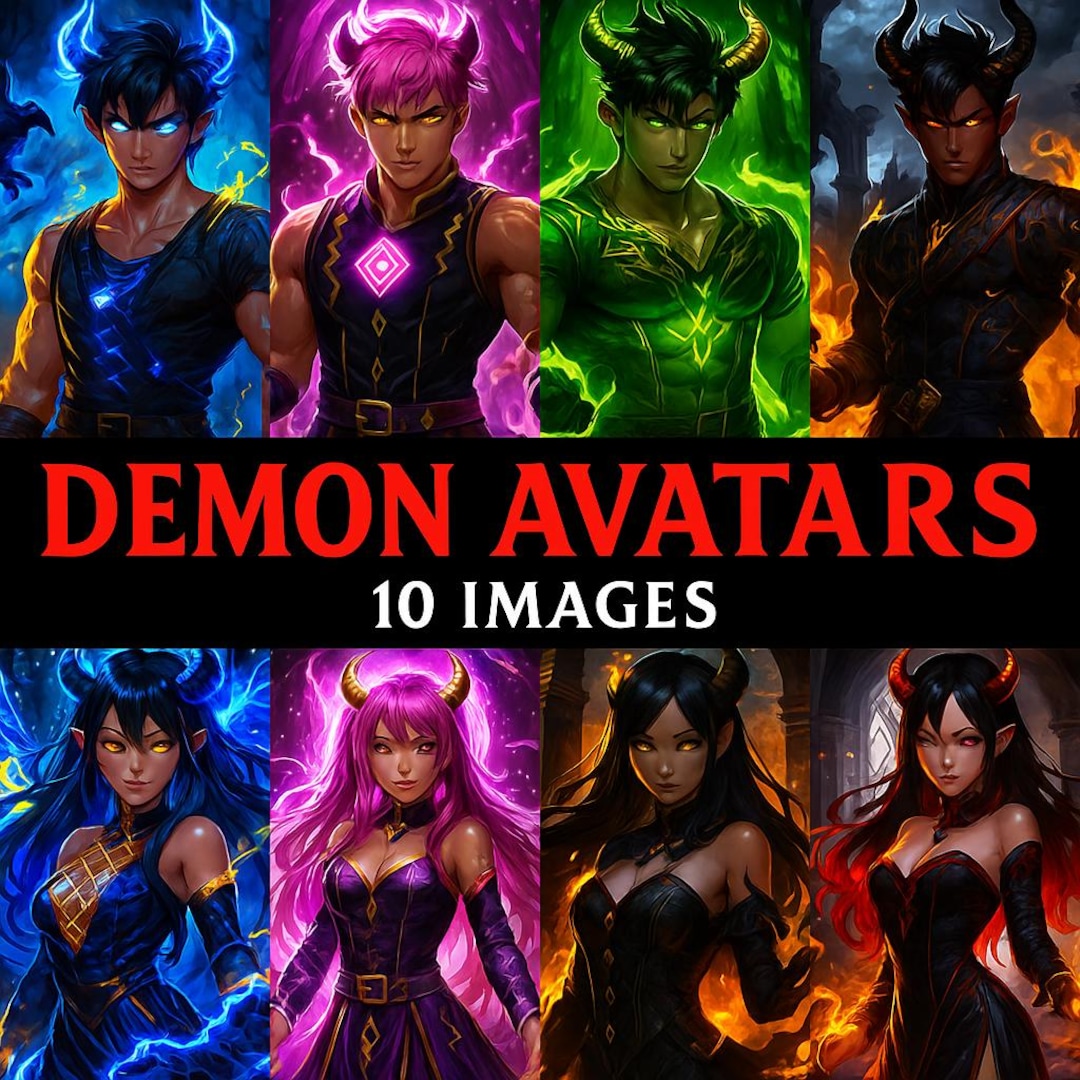Demon Avatars Pack | Anime Style Fantasy Profile Icons (10 PNG) - Etsy