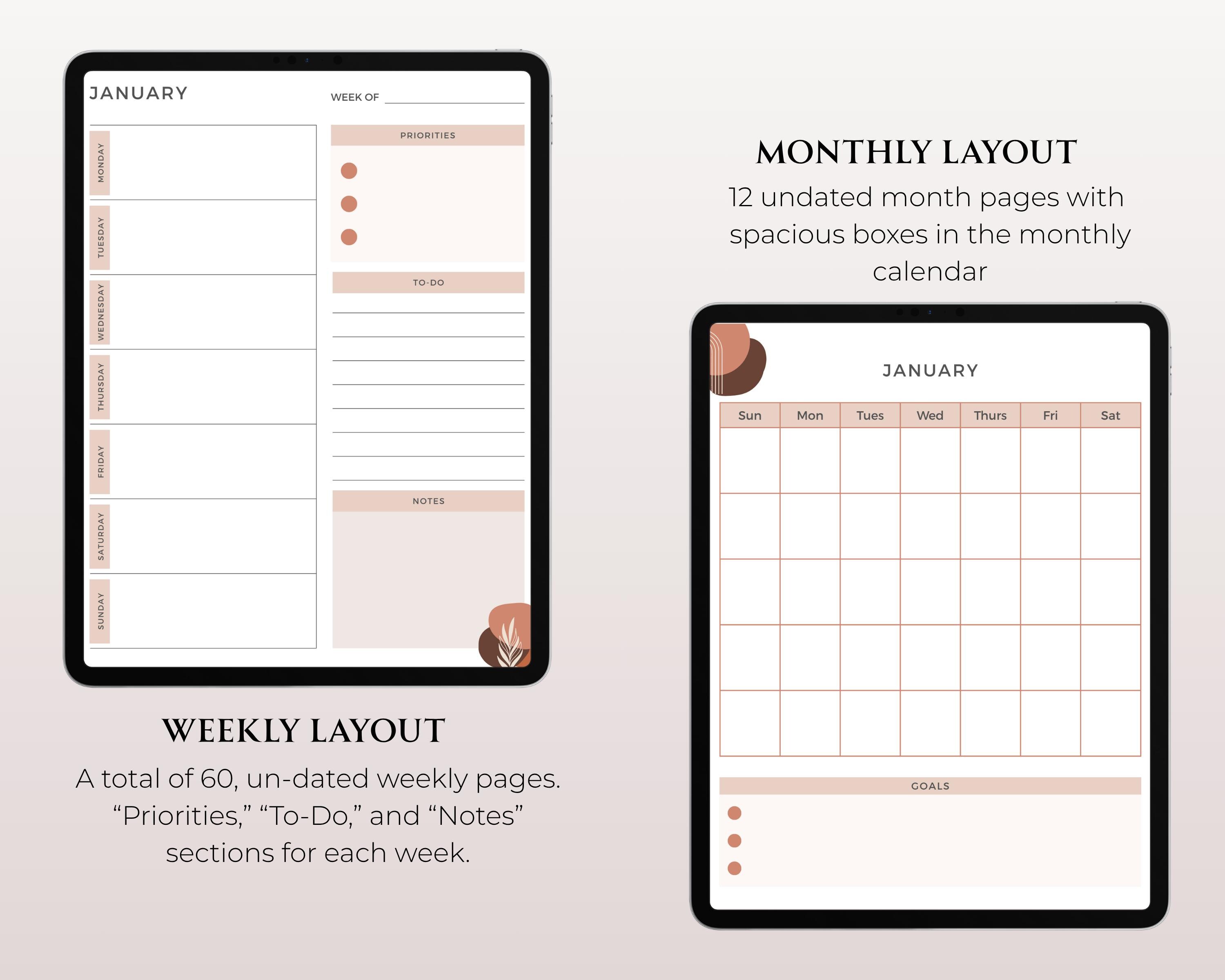 Neutral Weekly & Monthly Planner Set (printable + Digital PDF) - Etsy