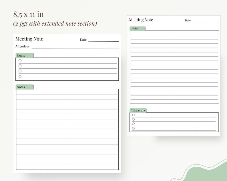 Meeting Notes Template | Digital & Printable PDF - Etsy