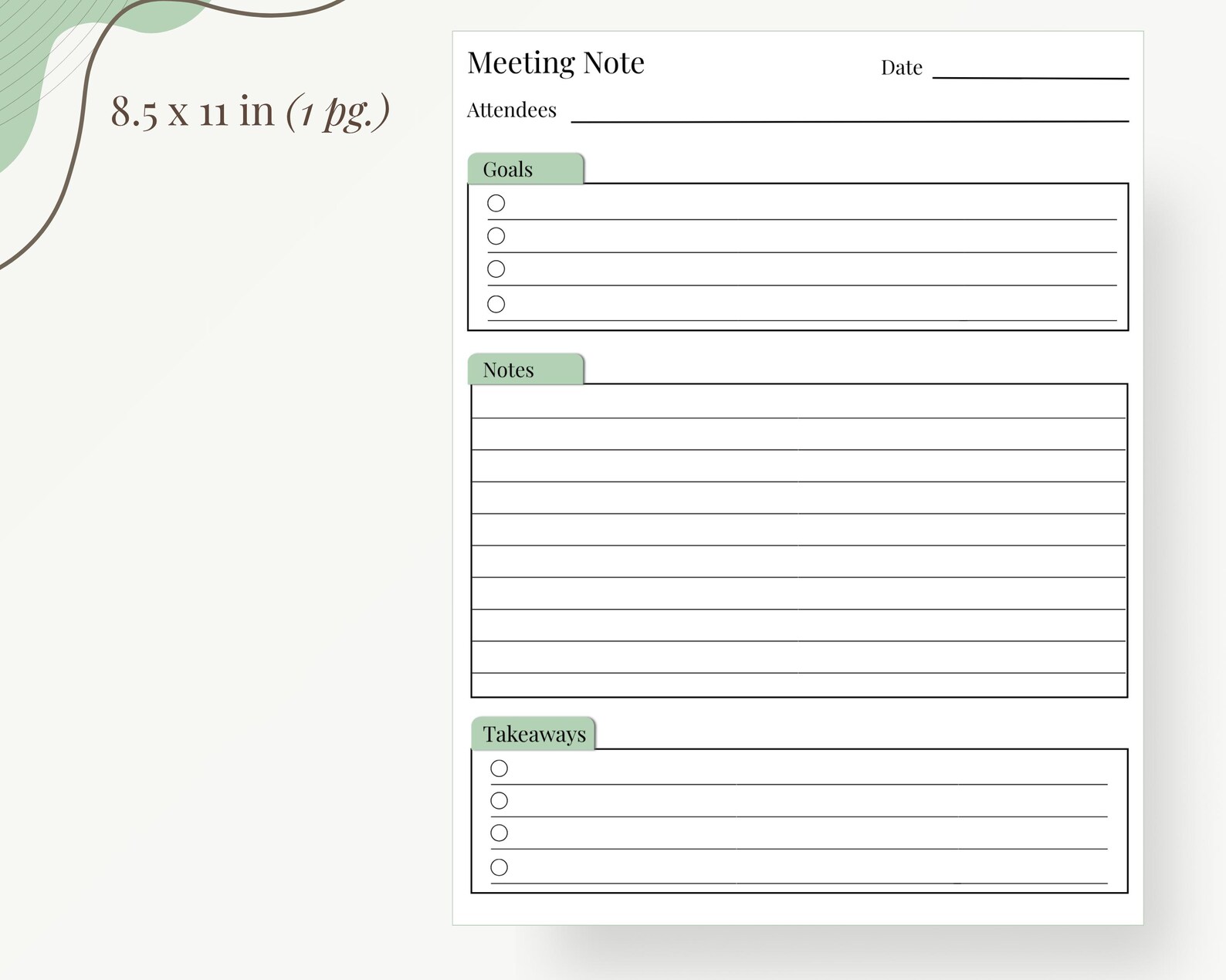 Meeting Notes Template | Digital & Printable PDF - Etsy