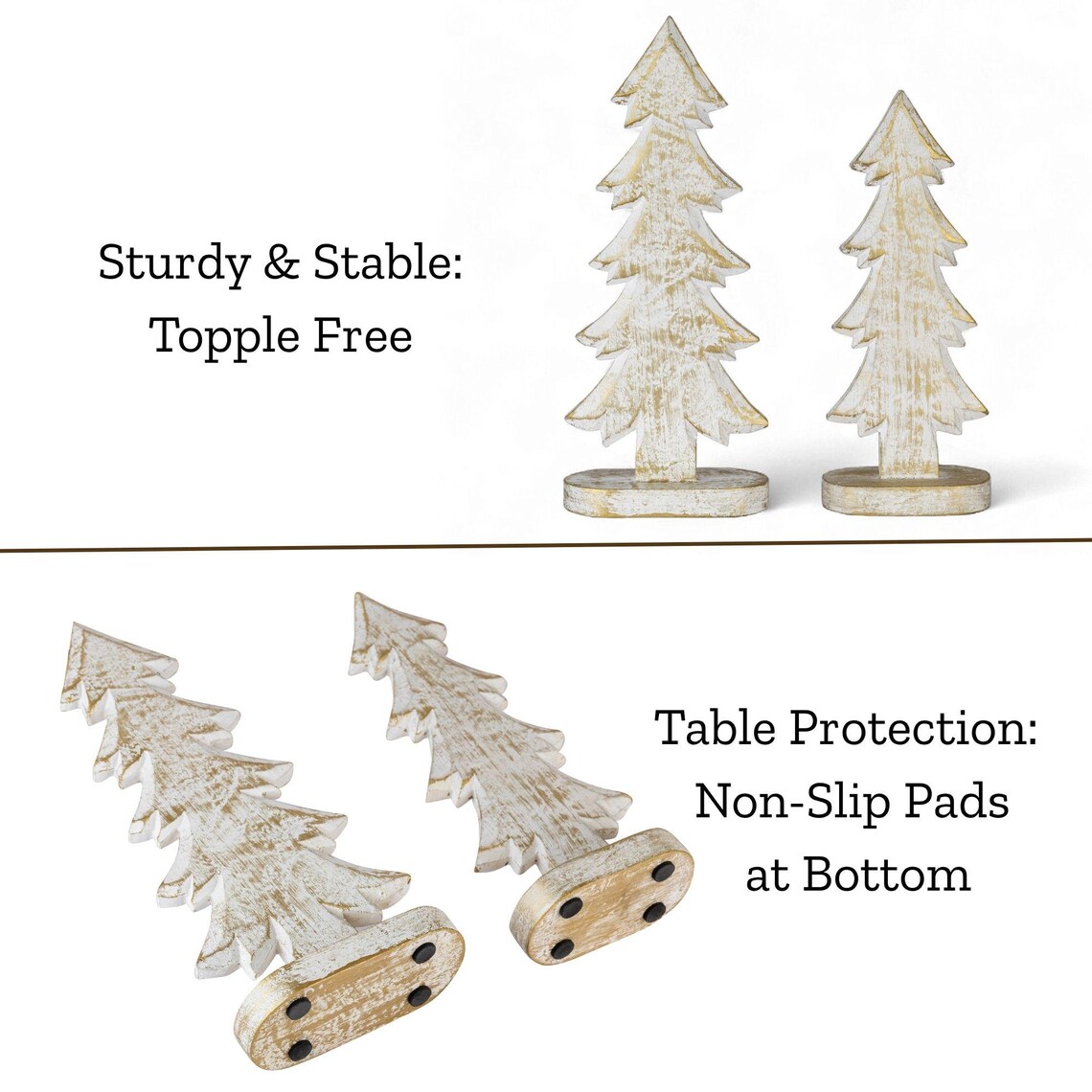 Wooden Christmas Tree Set of 2 Figurines, X Mas Decorations for Home ...