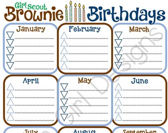 Brownie Girl Scout Yearly Troop Calendar Fillable Edit | Etsy