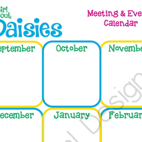 Troop Birthday Calendar Girl Scouts Fillable Customize Edit - Etsy