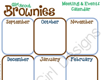 Brownie Girl Scout Yearly Troop Calendar Fillable Edit | Etsy