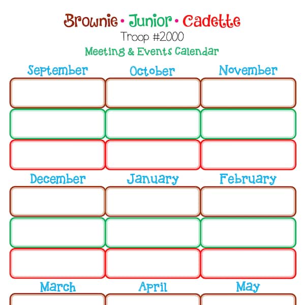 Girl Scout Yearly Calendar - Etsy