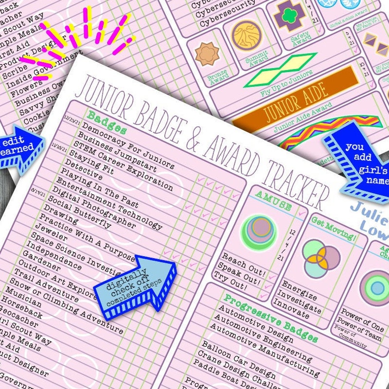 Girl Scout Badges Tracker - Etsy
