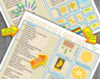 Old Version Ambassador Girl Scout Badge Award Tracker Checklist Chart ...