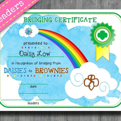 INSTANT DOWNLOAD EDITABLE Girl Scout Bridging Certificate - Etsy